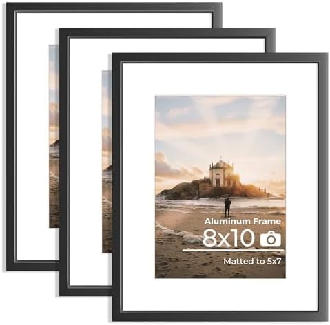 8x10 Picture Frame, High End Metal 8x10 Poster Frames with Mat 5x7 ...