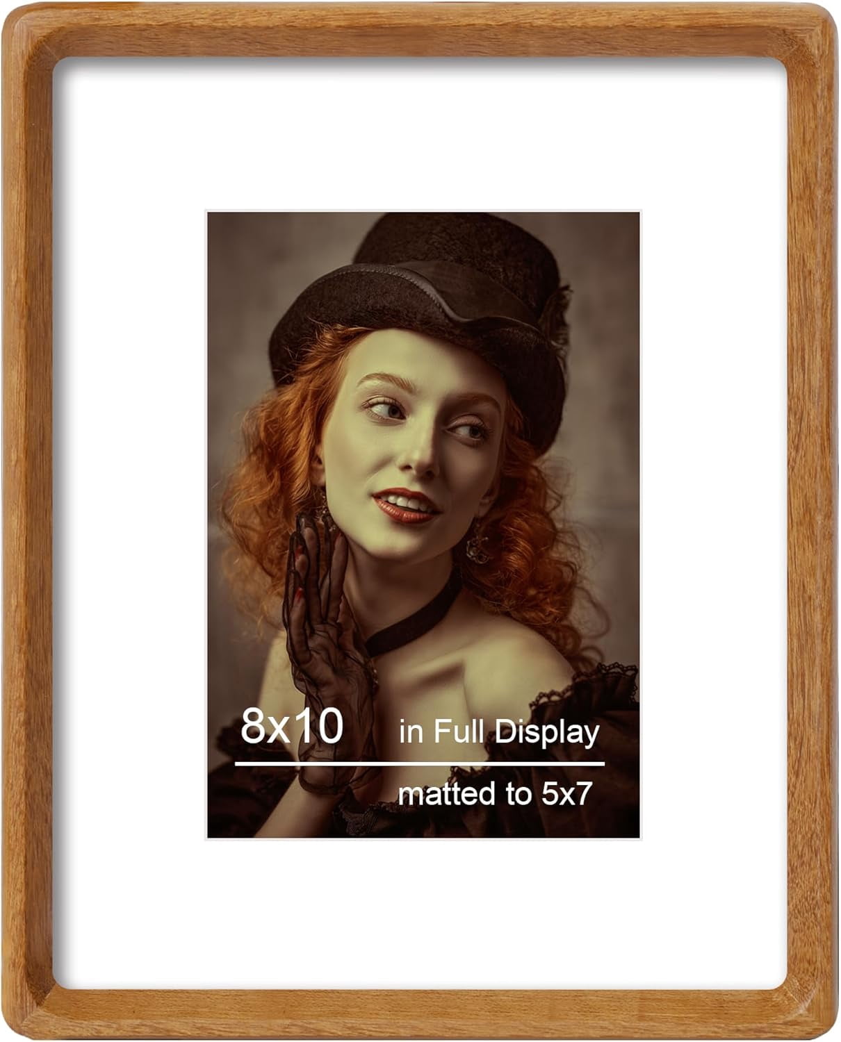 8x10 Picture Frame Natural Teak Wood with Mat for 5x7, Original Natural ...