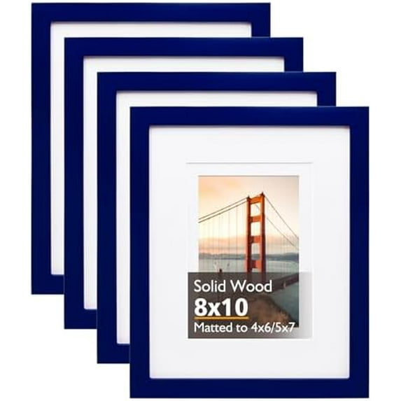 8x10 Picture Frame Navy, Solid Wood Frames with Acrylic Plexiglass for ...