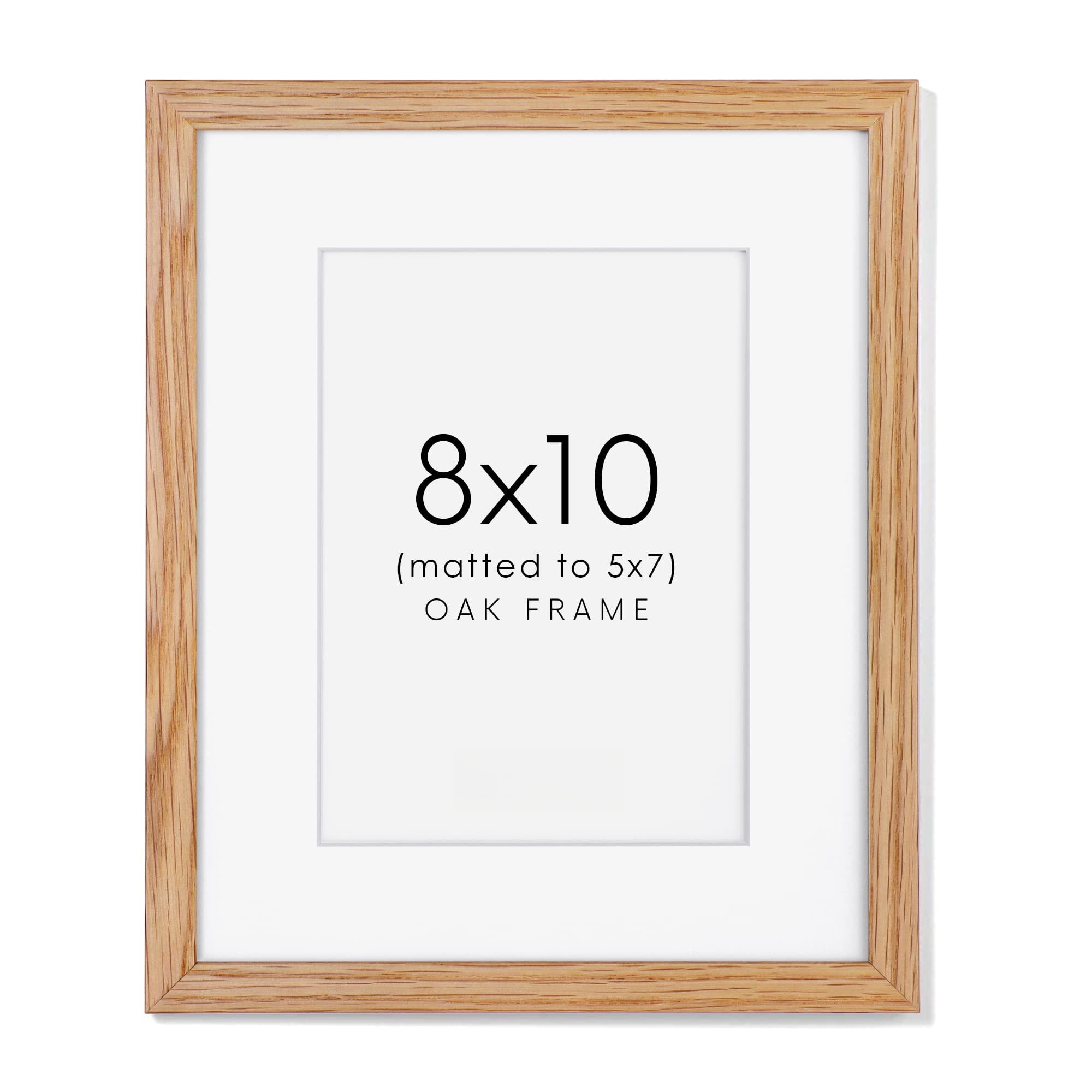 8x10 Oak Wood Picture Frame with Real Glass & Mat for Room Display ...