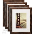 8x10 Picture Frame Rustic Brown Wood Pattern Set of 4 with Tempered ...