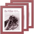 8x10 Picture Frame Set - 3 Pack, Textured Red Solid Wood, HD Tempered ...