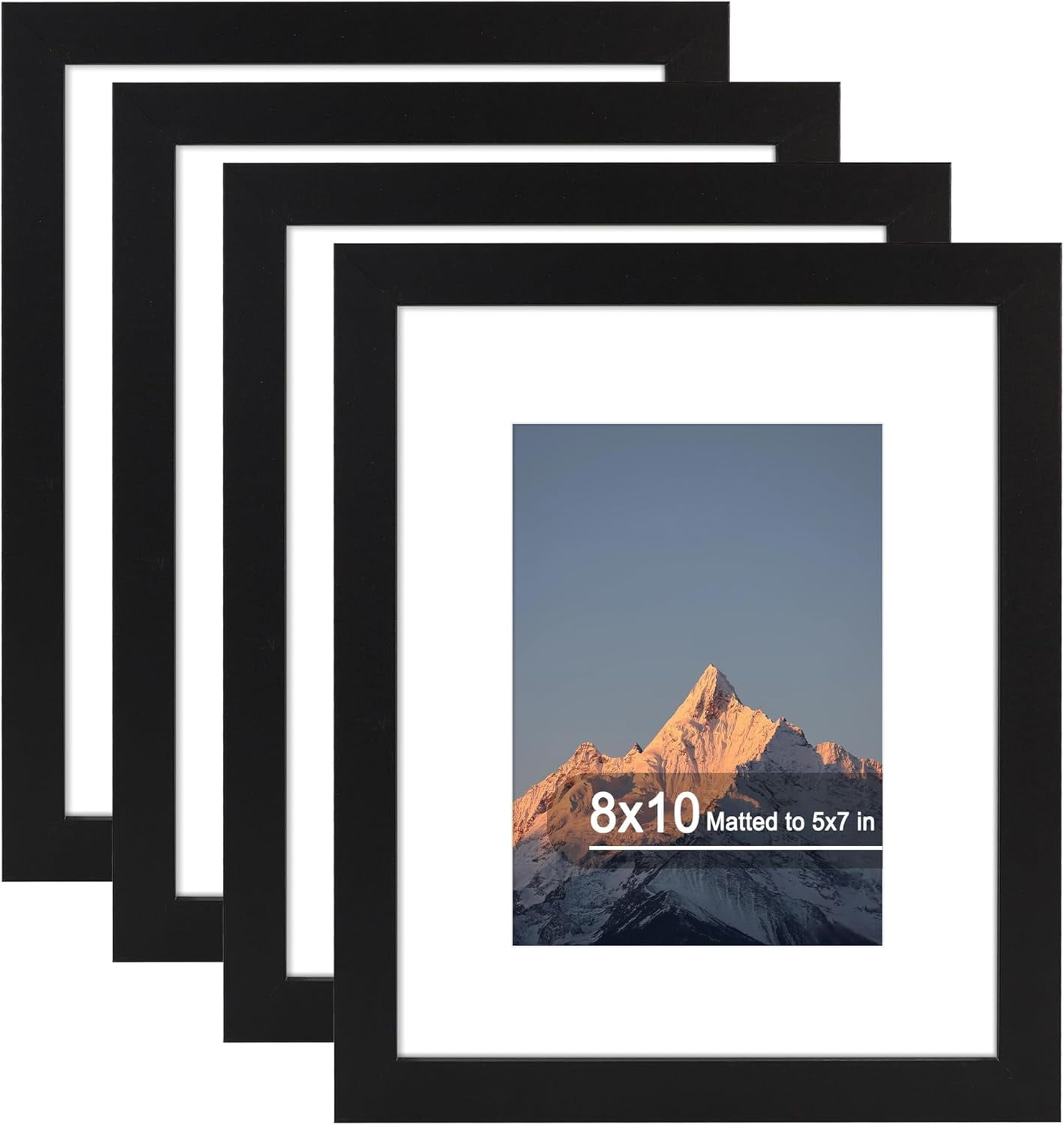8x10 Picture Frame Set of 4, High Definition Real Glass, Display ...