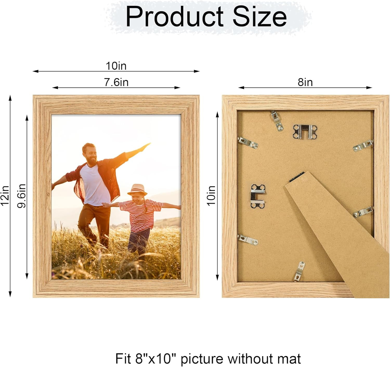 8x10 Picture Frame Set of 4, Natural Oak Vintage 8 x 10 Photo Frame ...