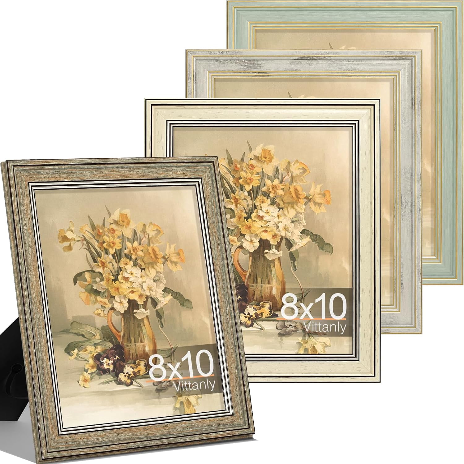 8x10 Picture Frame Set of 4, Vintage Photo Frame for Wall or Tabletop ...