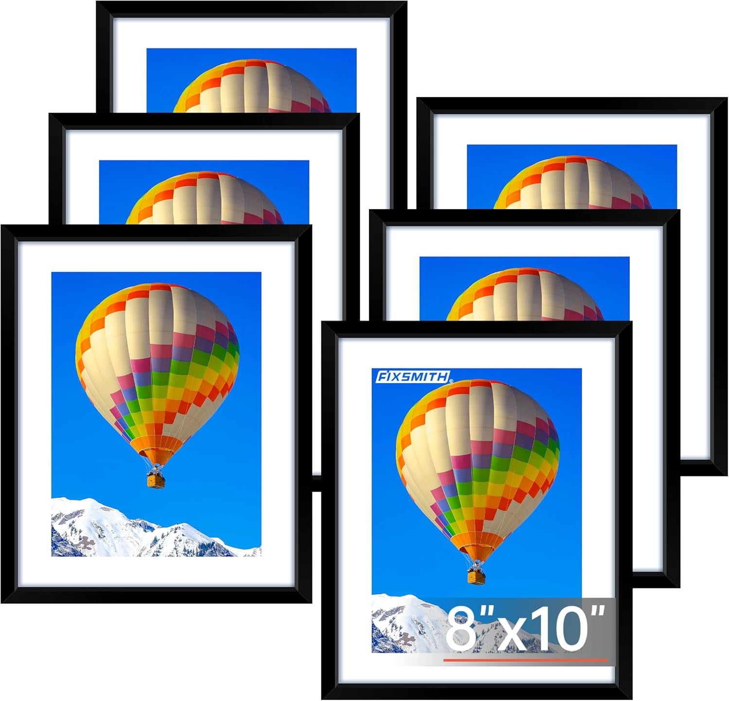 8x10 Picture Frame Set of 6, Black Photo Frames Bulk with HD Plexiglass ...