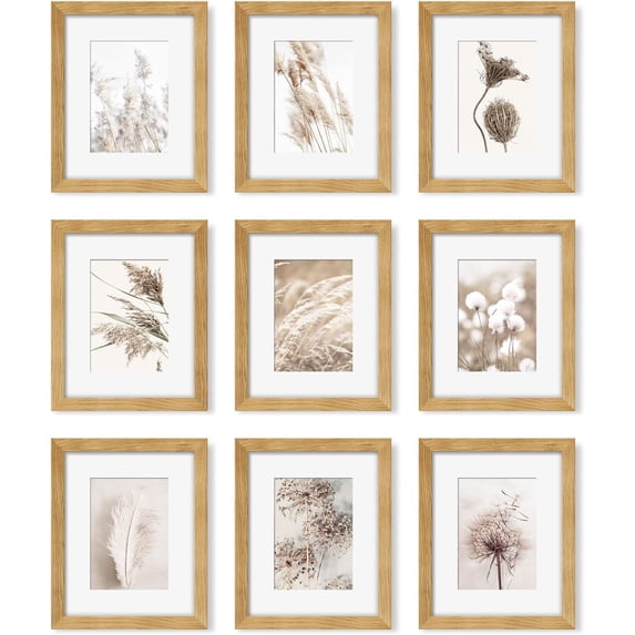 8x10 Picture Frame Set of 9, Display Pictures 5x7 with Mat or 8 x 10 ...