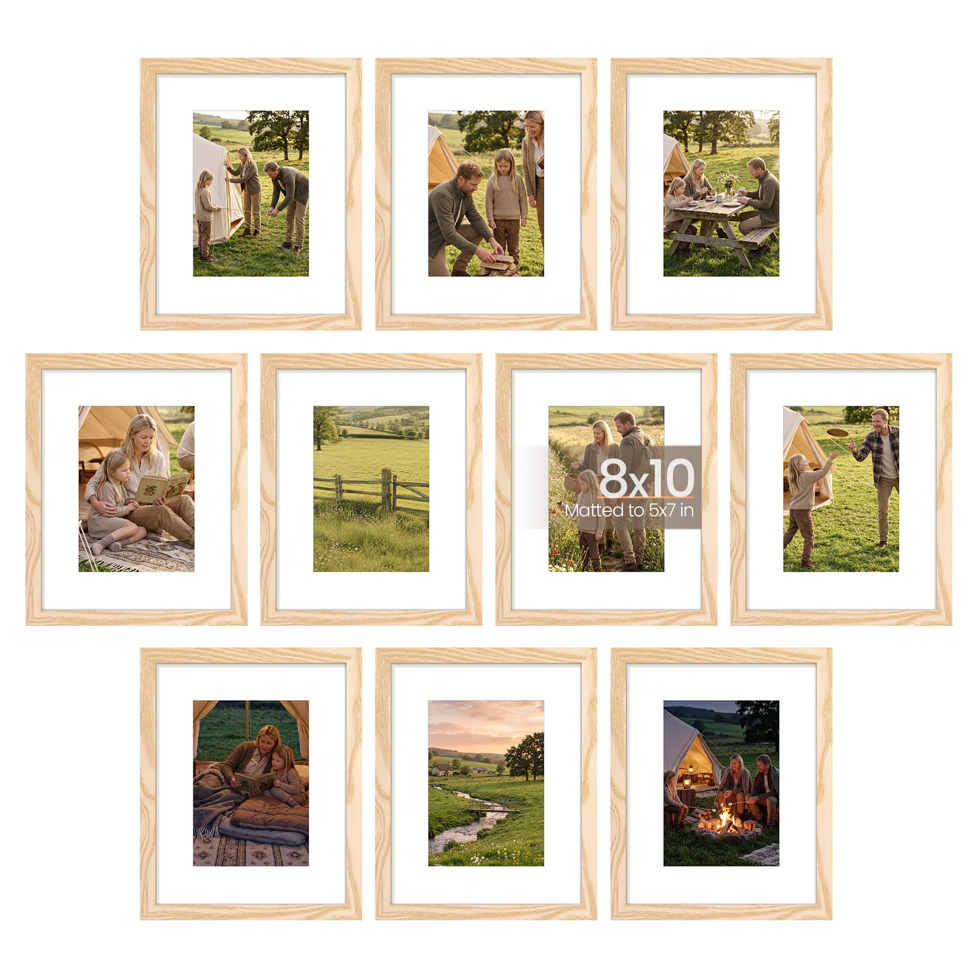 8x10 Picture Frame Set Of 10 Display Pictures 5x7 With Mat Or Without ...