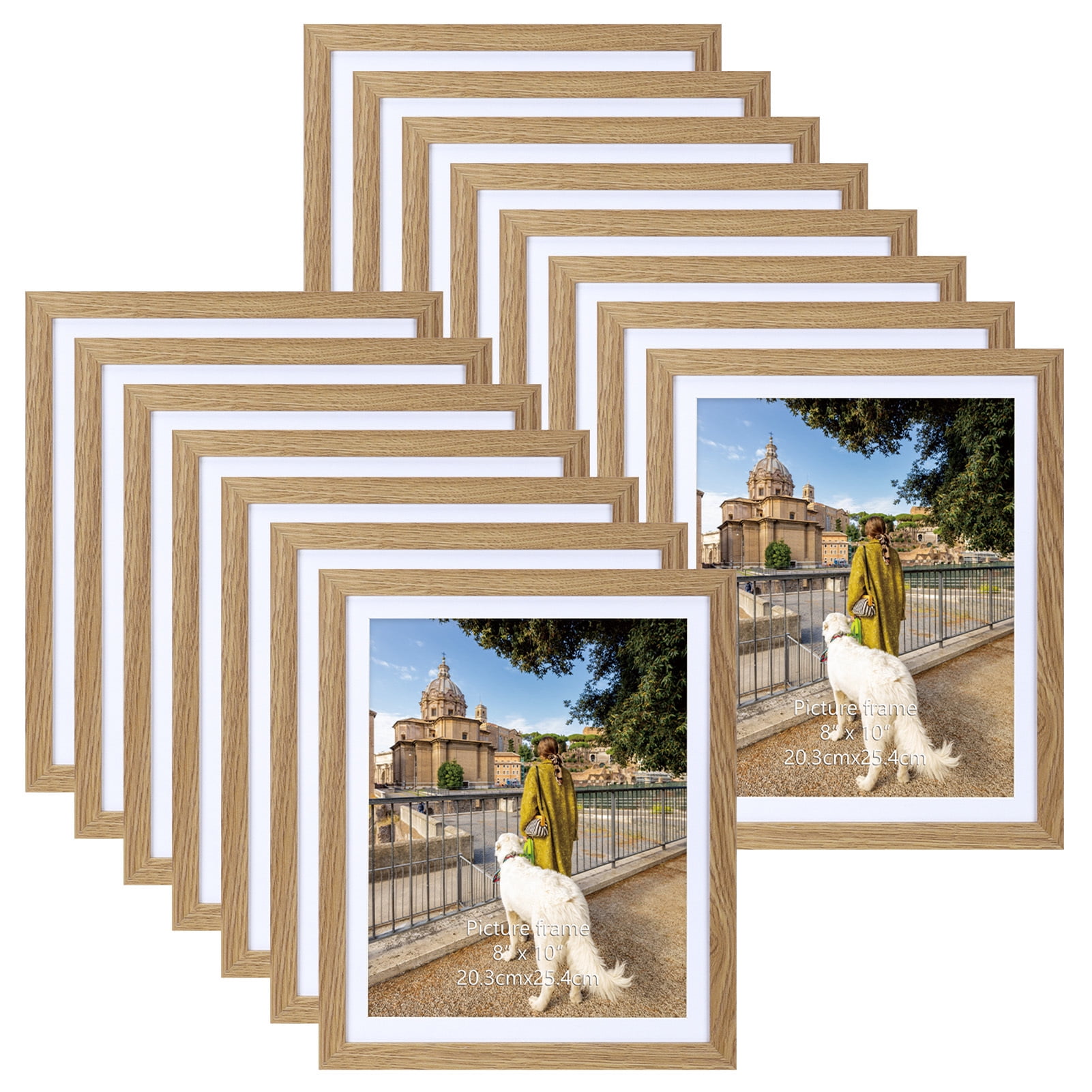8x10 Brown Picture Frame Set of 15, Multi Photo Frames for Wall or ...