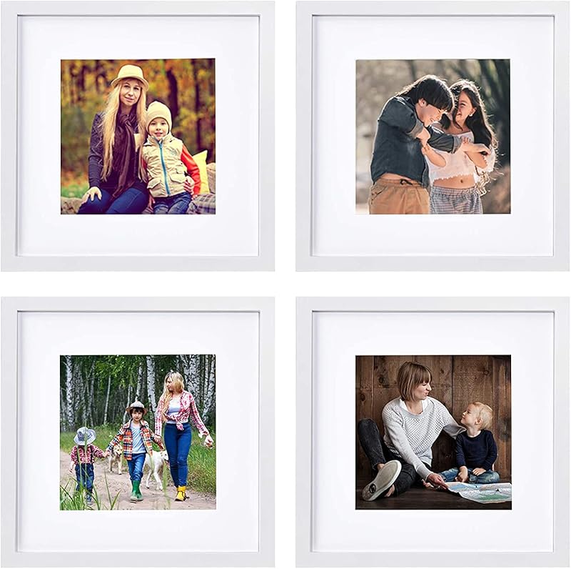 8x10 Picture Frame Set of 4,Black Photo Frame with Mat Display Pictures ...