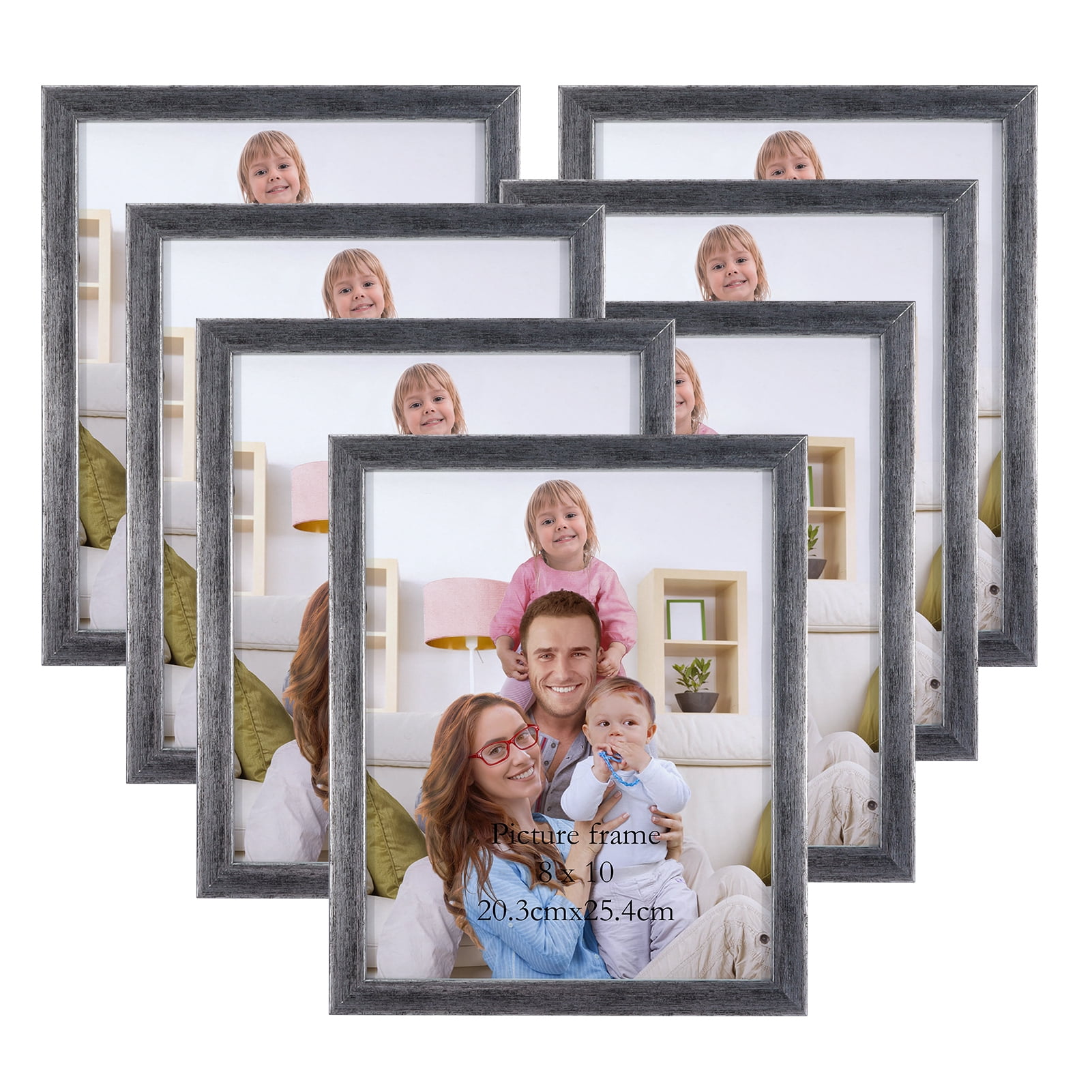 8x10 Horizontal Picture Frame Set of 7, Antique Silver Photo Frames for ...