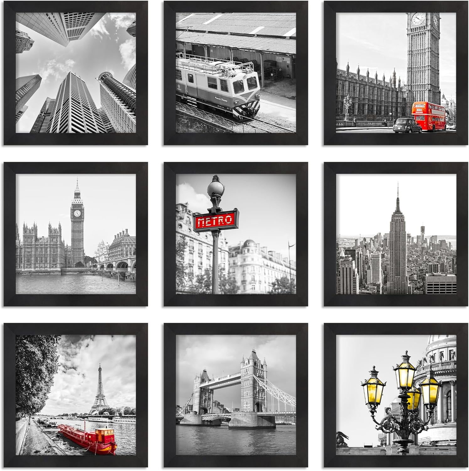 8x10 Picture Frame Set of 9, Display Pictures 5x7 with Mat or 8 x 10 ...