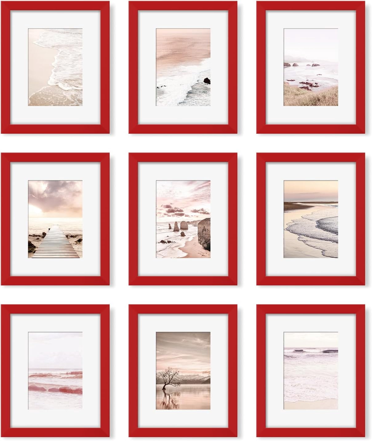 8x10 Picture Frame Set of 9, Display Pictures 5x7 with Mat or 8 x 10 ...