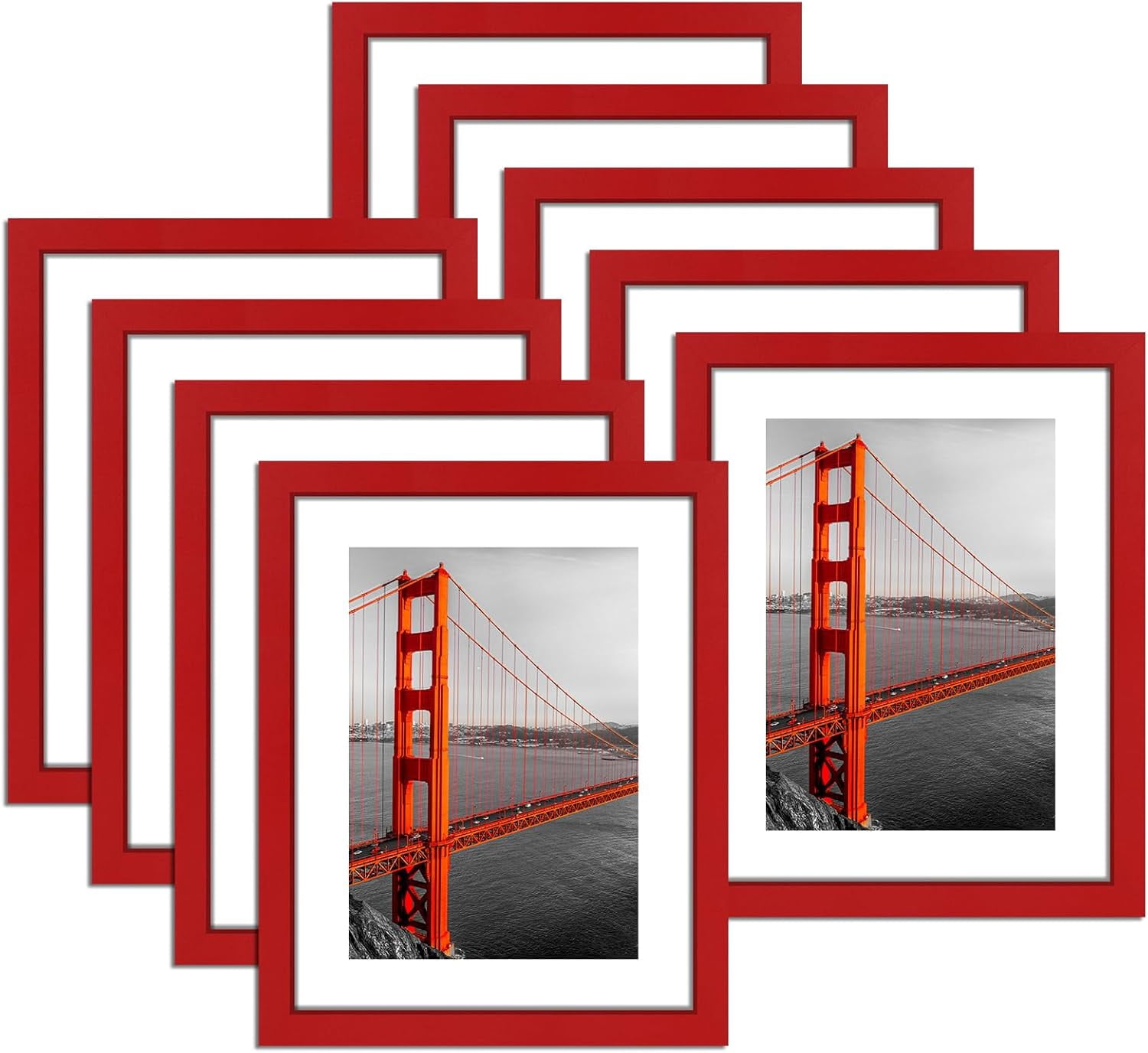 8x10 Picture Frame Set of 9, Display Pictures 5x7 with Mat or 8 x 10 ...