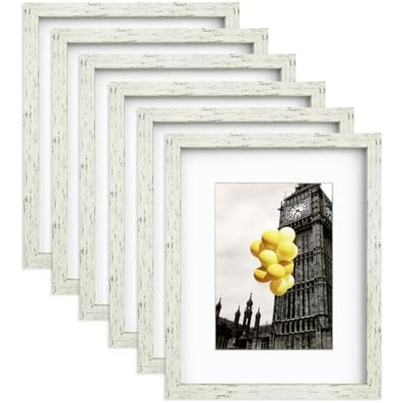 8x10 Picture Frame Set with Mat for Wall Collage - 6 pcs Distressed ...
