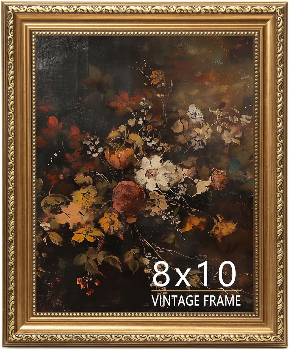 8x10 Picture Frame, Vintage Bronze Gold Frame for Tabletop & Wall Mount ...