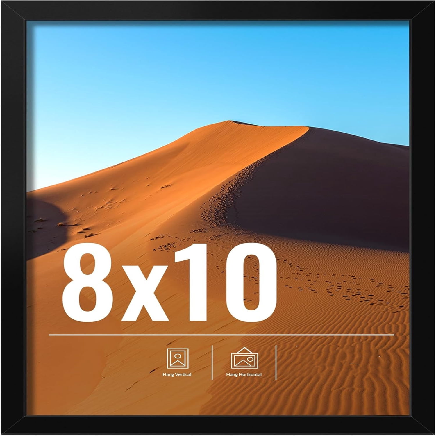 8x10 Picture Frame for Wall Display, 8x10 Black Picture Frame with HD ...