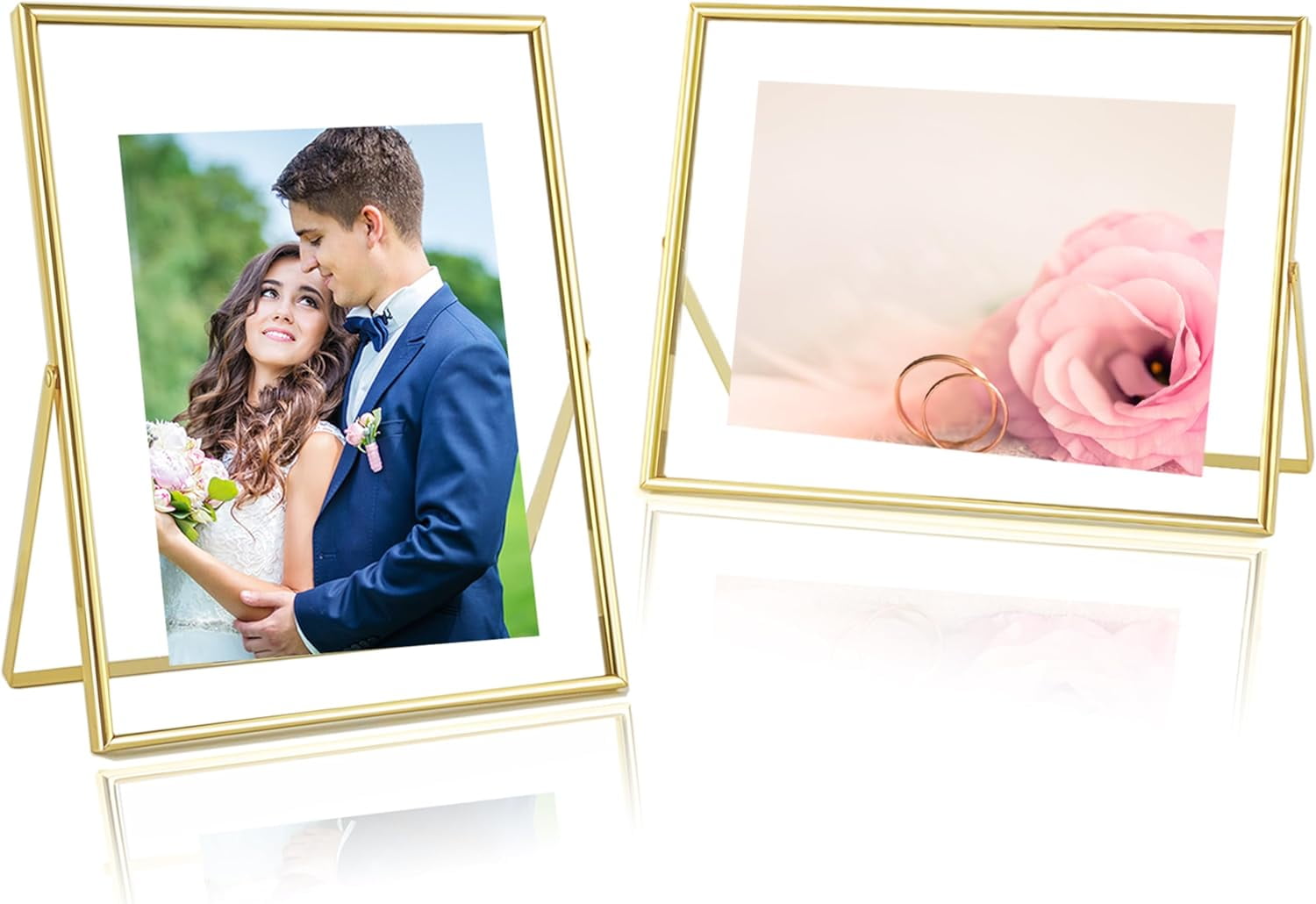 8x10 Picture Frame set of 2 (Gold, Horizontal + Vertical) for 5x7 6x8 ...