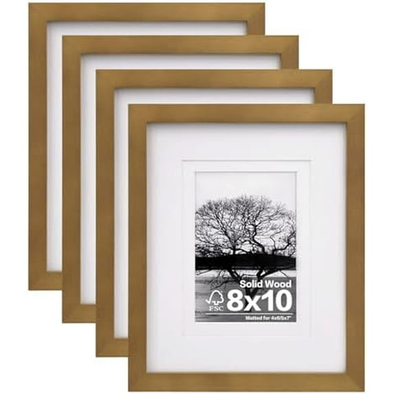 8x10 Picture Frames 4 Pack, for Pictures 4x6 or 5x7 with Mat Made of ...