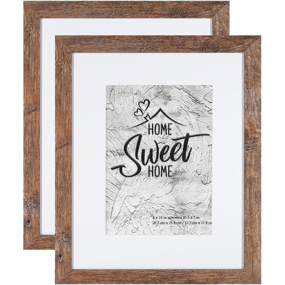 8x10 Picture Frames - 5x7 Mat Included, Plexiglass, Wall/Tabletop Use ...