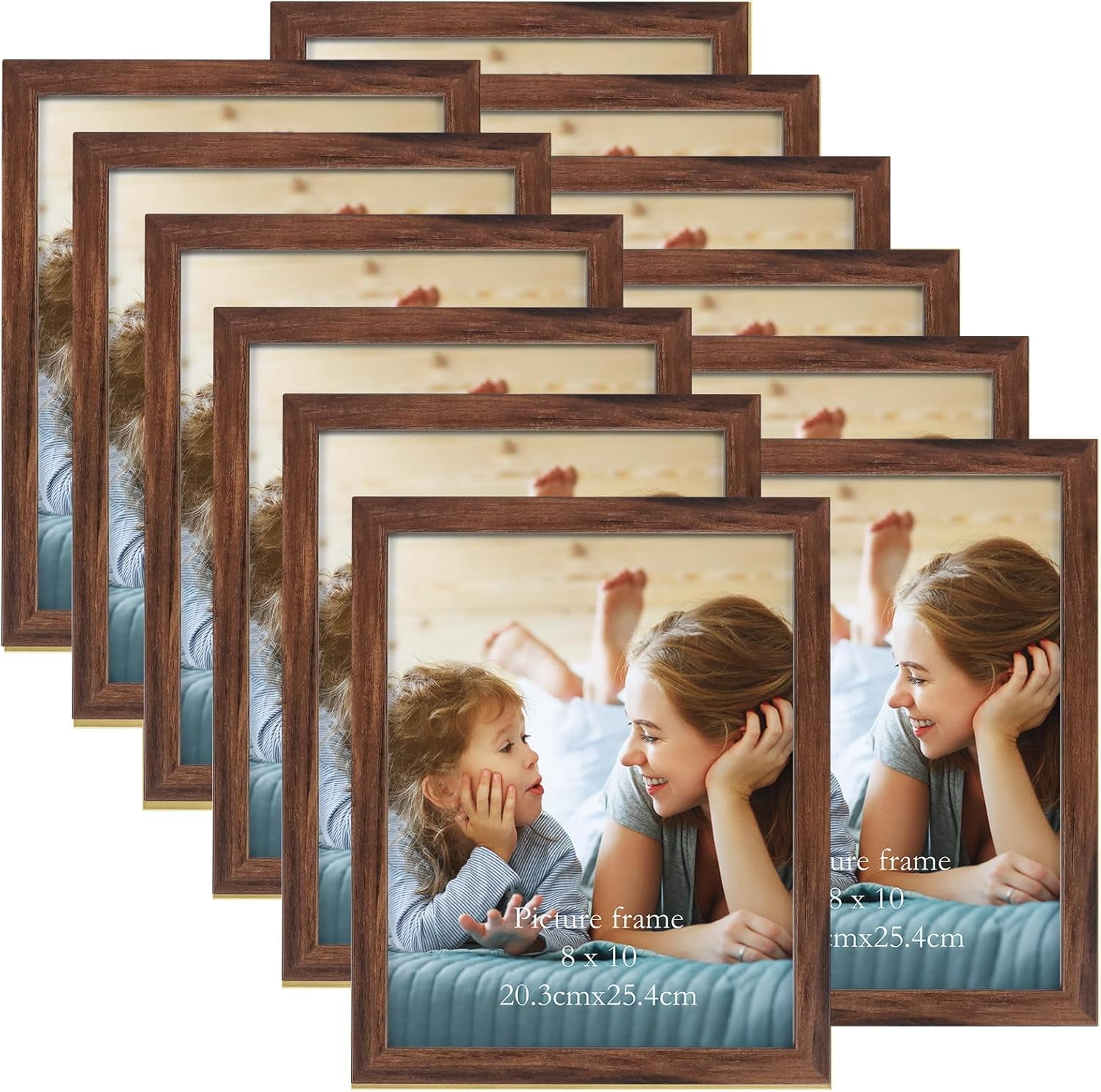8x10 Picture Frames Rustic Brown Walnut Wood Color Set of 12 Multi ...