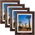 8x10 Picture Frames Rustic Brown with Mat Photo Frames 4 Packs for ...