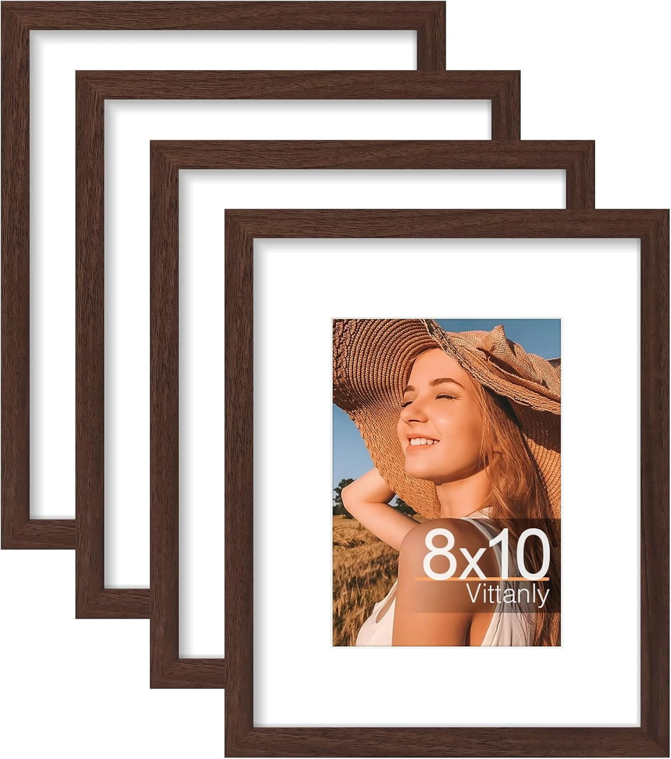 8x10 Picture Frames Set of 4, Display Pictures 5x7 with Mat or 8x10 ...
