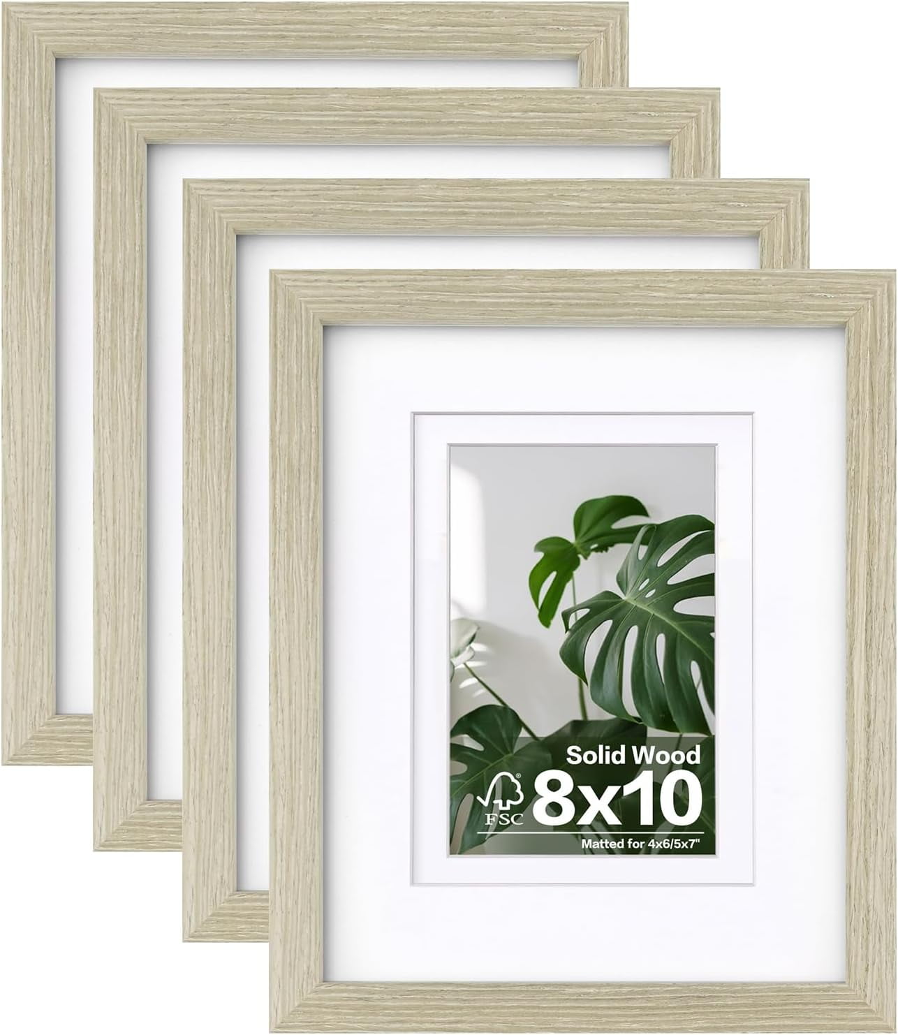 8x10 Picture Frames Set of 4, Made of Solid Wood Covered by Plexiglass ...