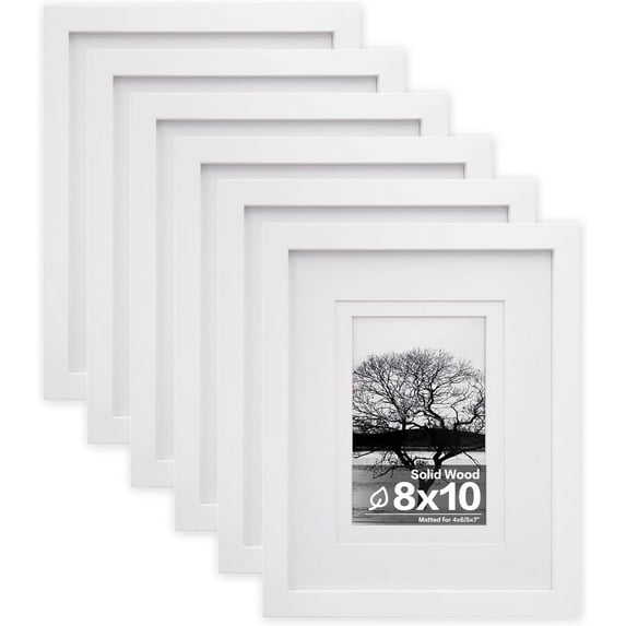 8x10 Picture Frames Set of 6, Made of Solid Wood Covered by Plexiglass ...