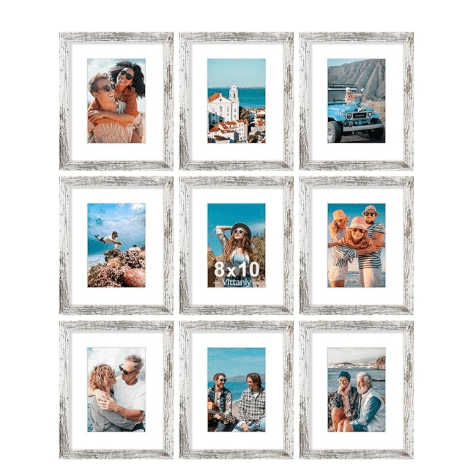 8x10 Picture Frames Set of 9, Shatter Resistant Plexiglass, Display 5x7 ...