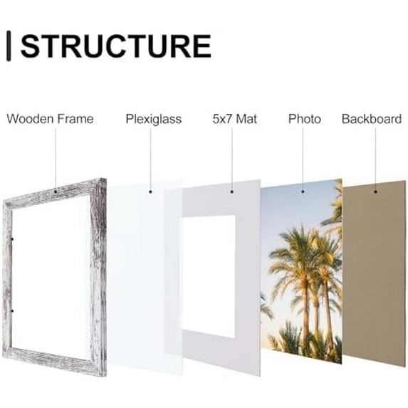 8x10 Picture Frames Set of 9, Shatter Resistant Plexiglass, Display 5x7 ...
