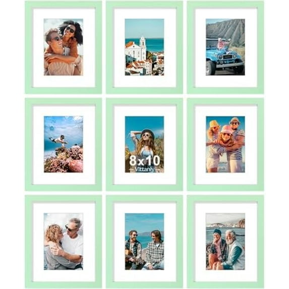 8x10 Picture Frames Set of 9, Shatter Resistant Plexiglass, Display 5x7 ...