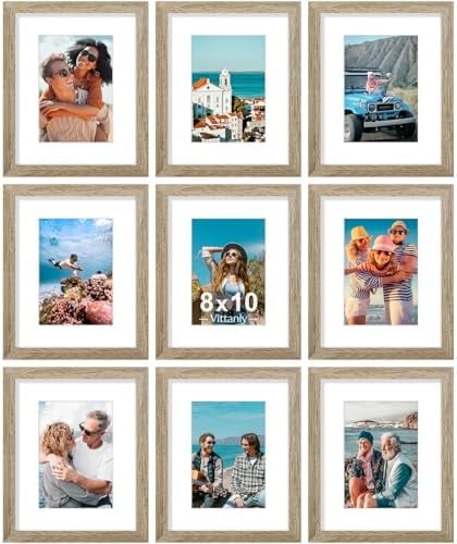 8x10 Picture Frames Set of 9, Shatter Resistant Plexiglass, Display 5x7 ...