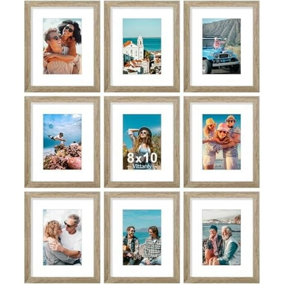 8x10 Picture Frames Set of 9, Shatter Resistant Plexiglass, Display 5x7 ...
