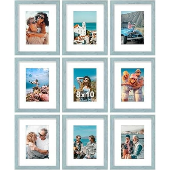 8x10 Picture Frames Set of 9, Shatter Resistant Plexiglass, Display 5x7 ...
