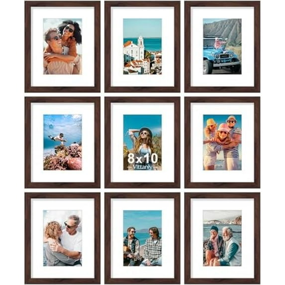 8x10 Picture Frames Set of 9, Shatter Resistant Plexiglass, Display 5x7 ...