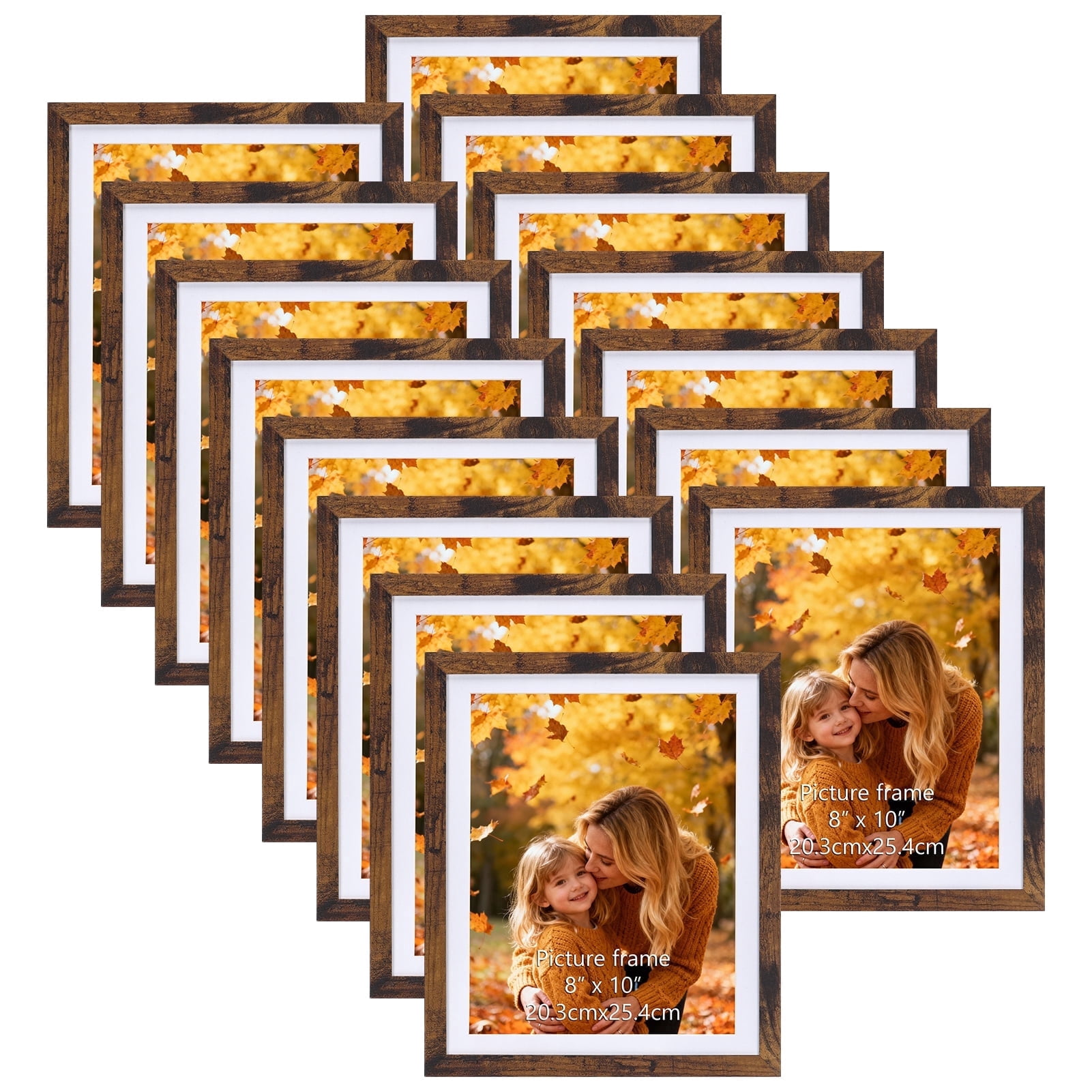 8x10 Wooden Picture Frames Set of 15, Display 8 by 10 Photos with Mat ...