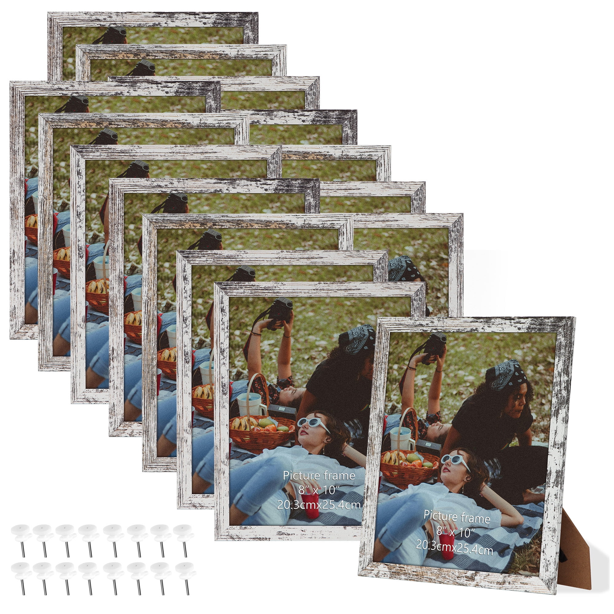 8x10 Gallery Natural Wooden Picture Frames Set of 15, Farmhouse Photo ...