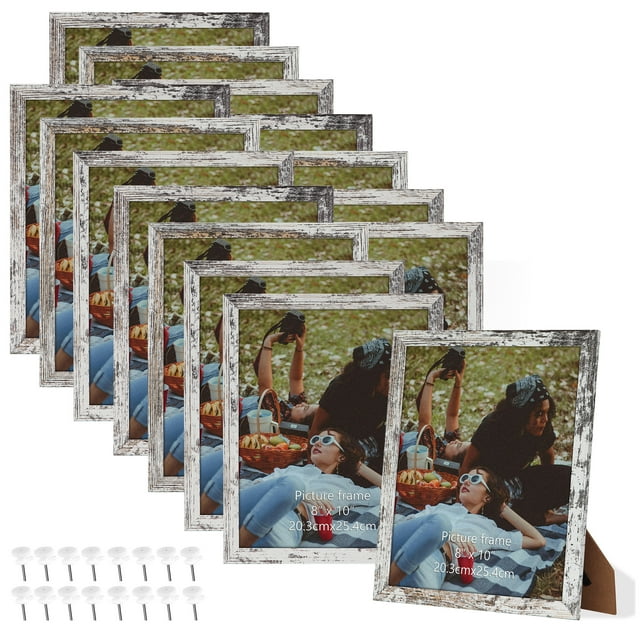 8x10 Gallery Natural Wooden Picture Frames Set of 15, Farmhouse Photo ...