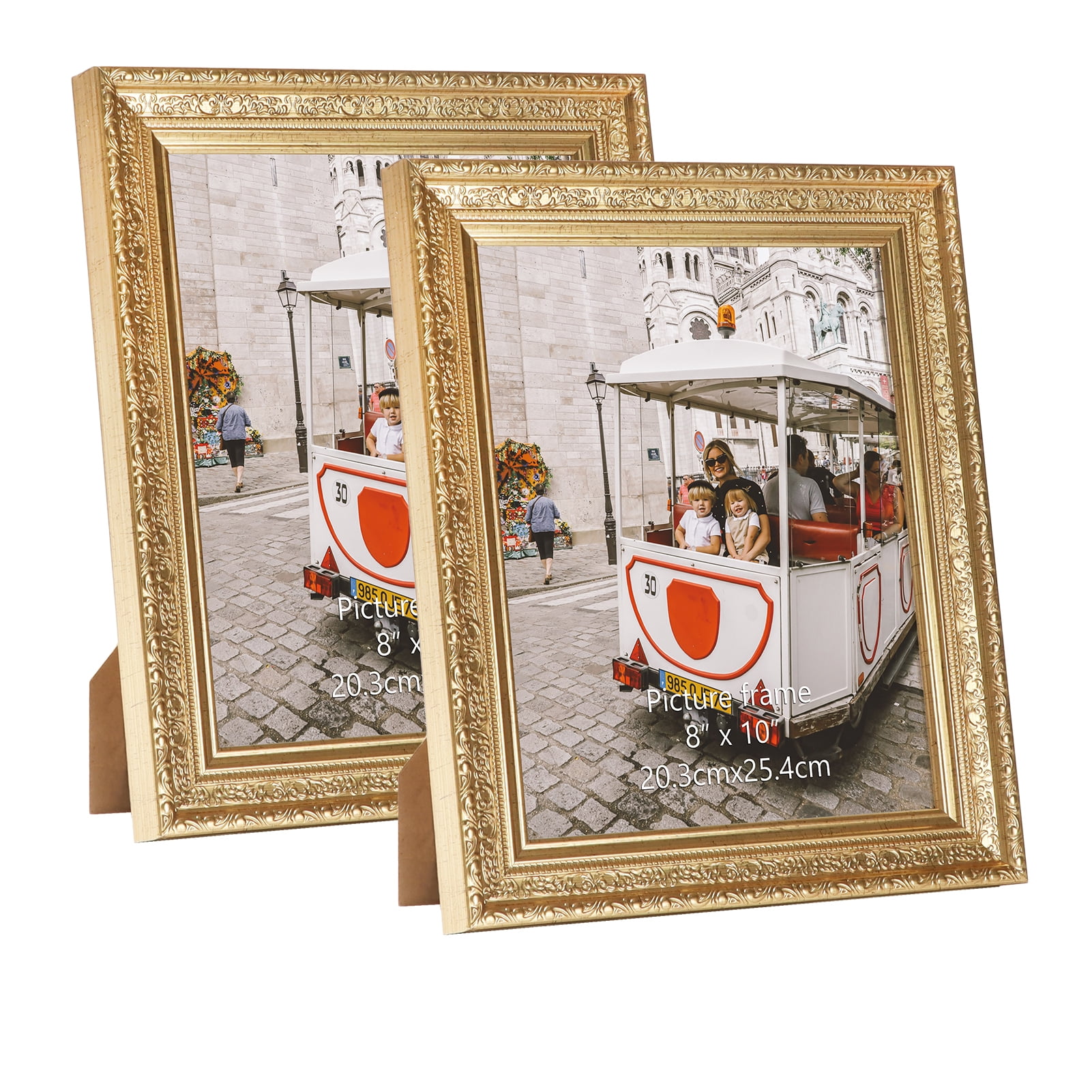 8x10 Gold Picture Frames Set of 2, Chic Style Horizontal Glass Front ...
