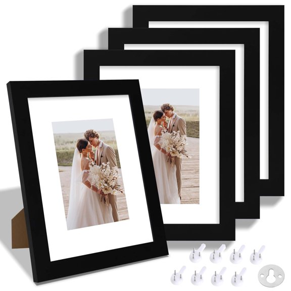 Upsimples 5 Pack Black Picture Frames for 8x10 or 5x7 Photos Wall ...