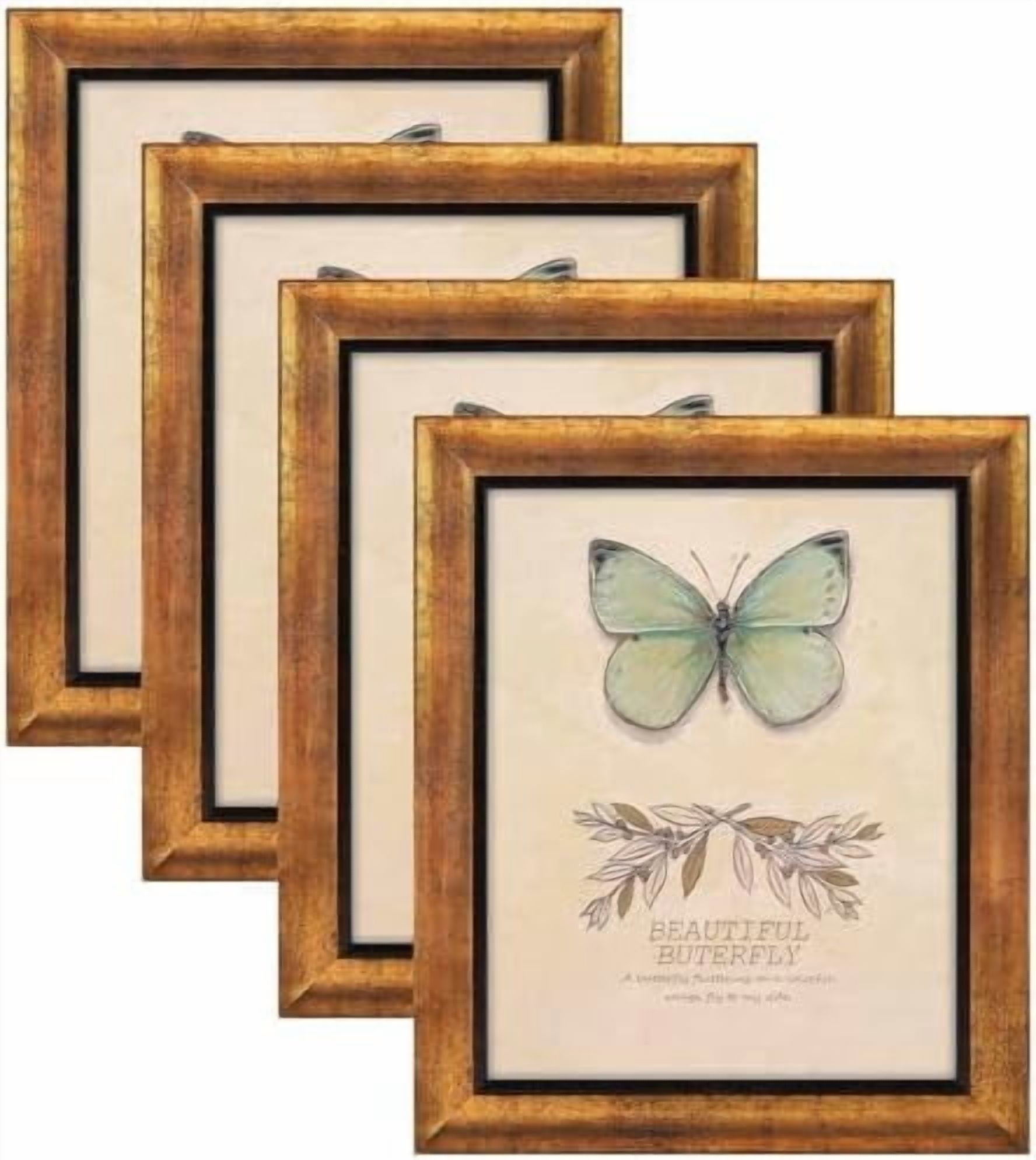 8x10 Picture Frames Set of 4 Rustic Retro Photo Frame with HD Plastic ...