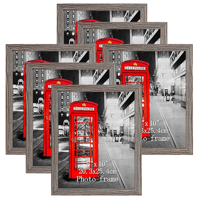 PHAREGE 8x10 Gray Picture Frame Set of 6, Vintage Wall and Tabletop ...