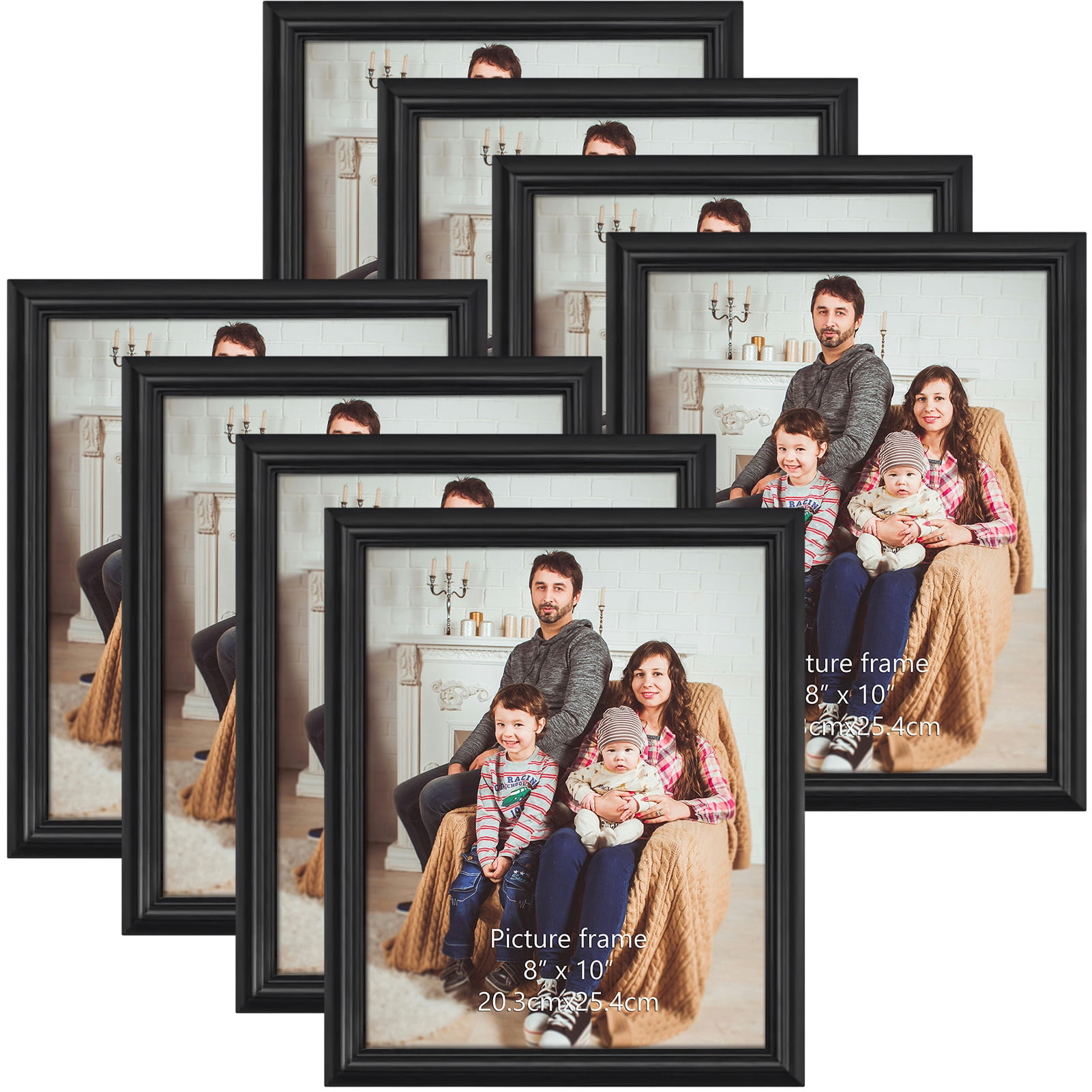 8x10 Black Picture Frames Set of 8, Gallery Wall or Tabletop Display ...
