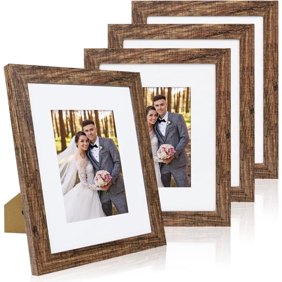 8x10 Picture Set of 4, Made of Real Glass and Rustic Brown Wooden , 8 ...