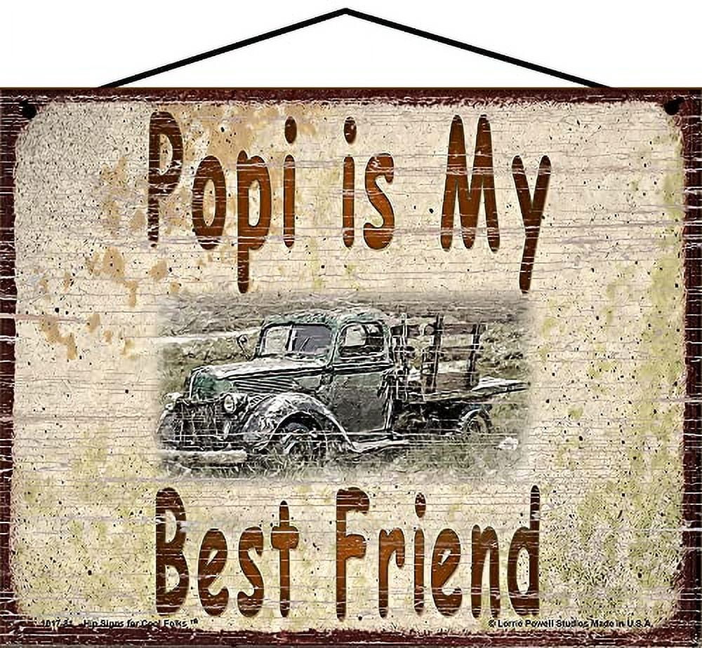 8x10 Popi is my Best Friend Sign, Vintage Style Home Décor for Grandpa ...