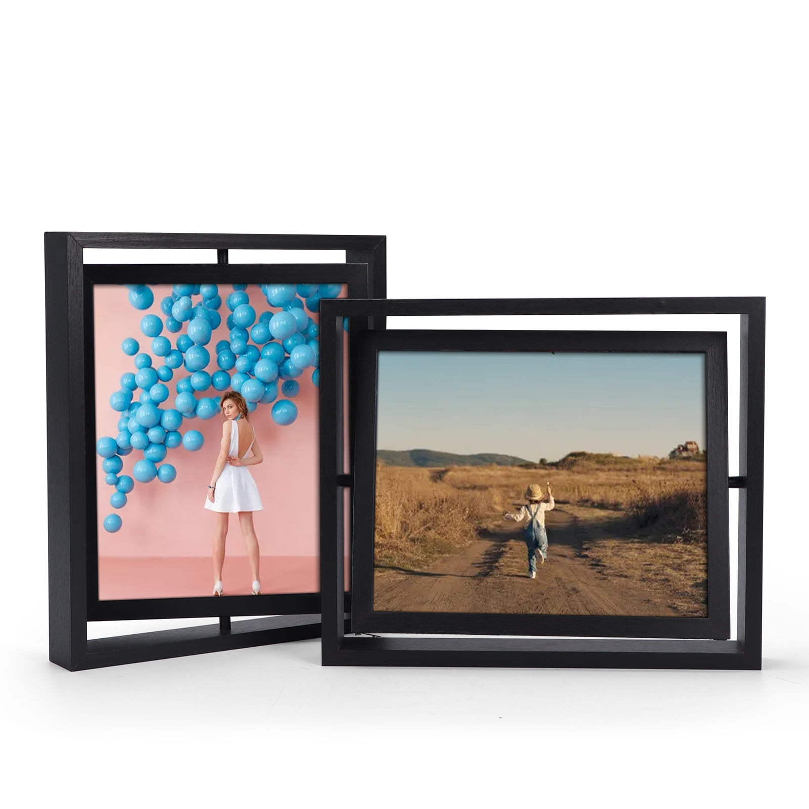 8x10 Rotating Floating Picture Frames Set of 2,Black Photo Frames for ...