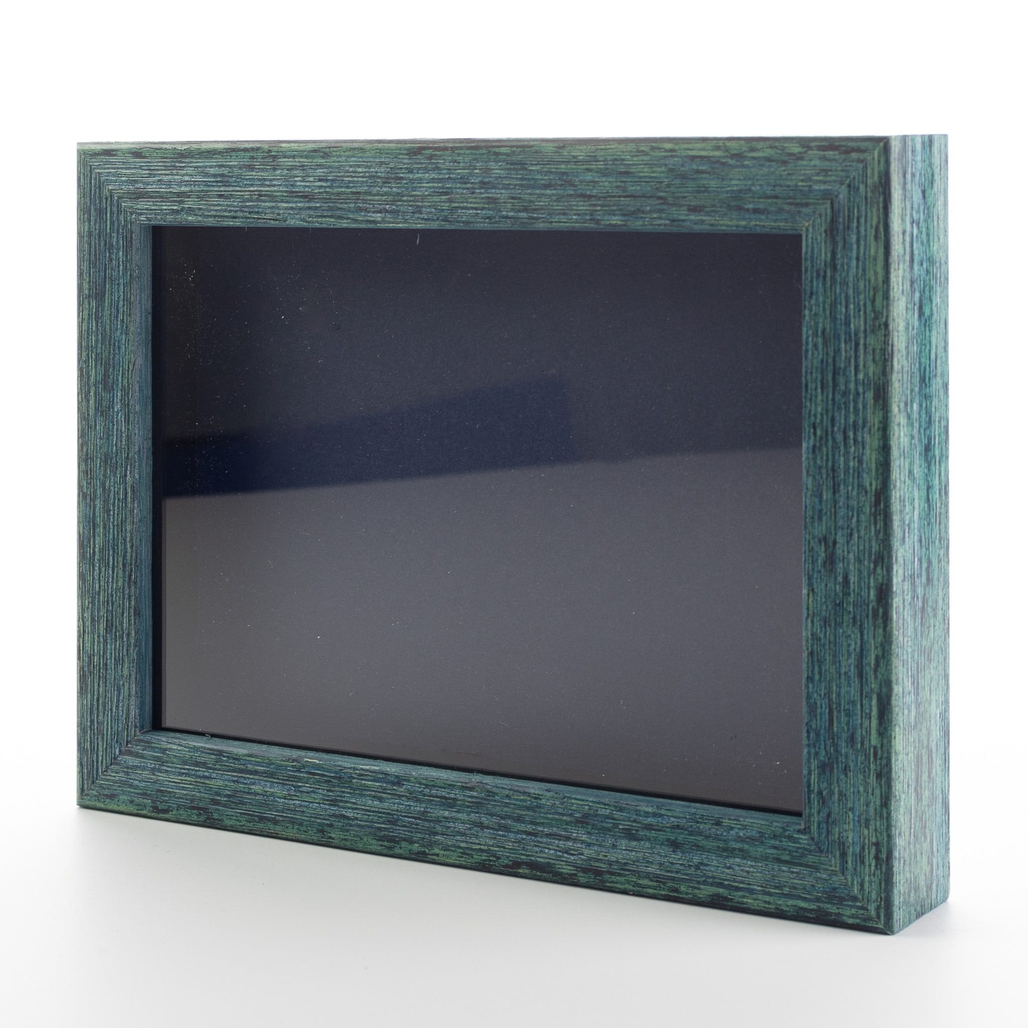 8x10 Shadow Box Frame Farm Blue Real Wood with a Navy Acid-Free Backing ...