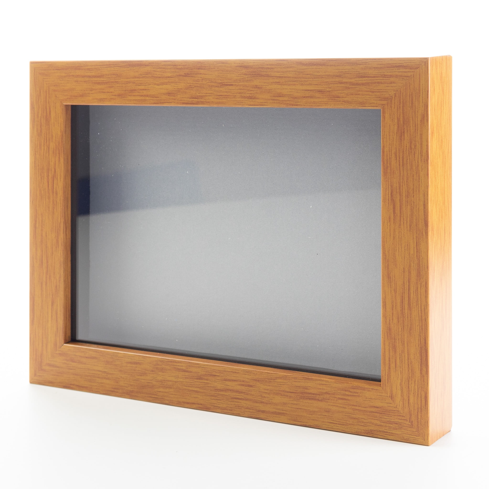 8x10 Shadow Box Frame Light Brown Real Wood with a Grey Acid-Free ...