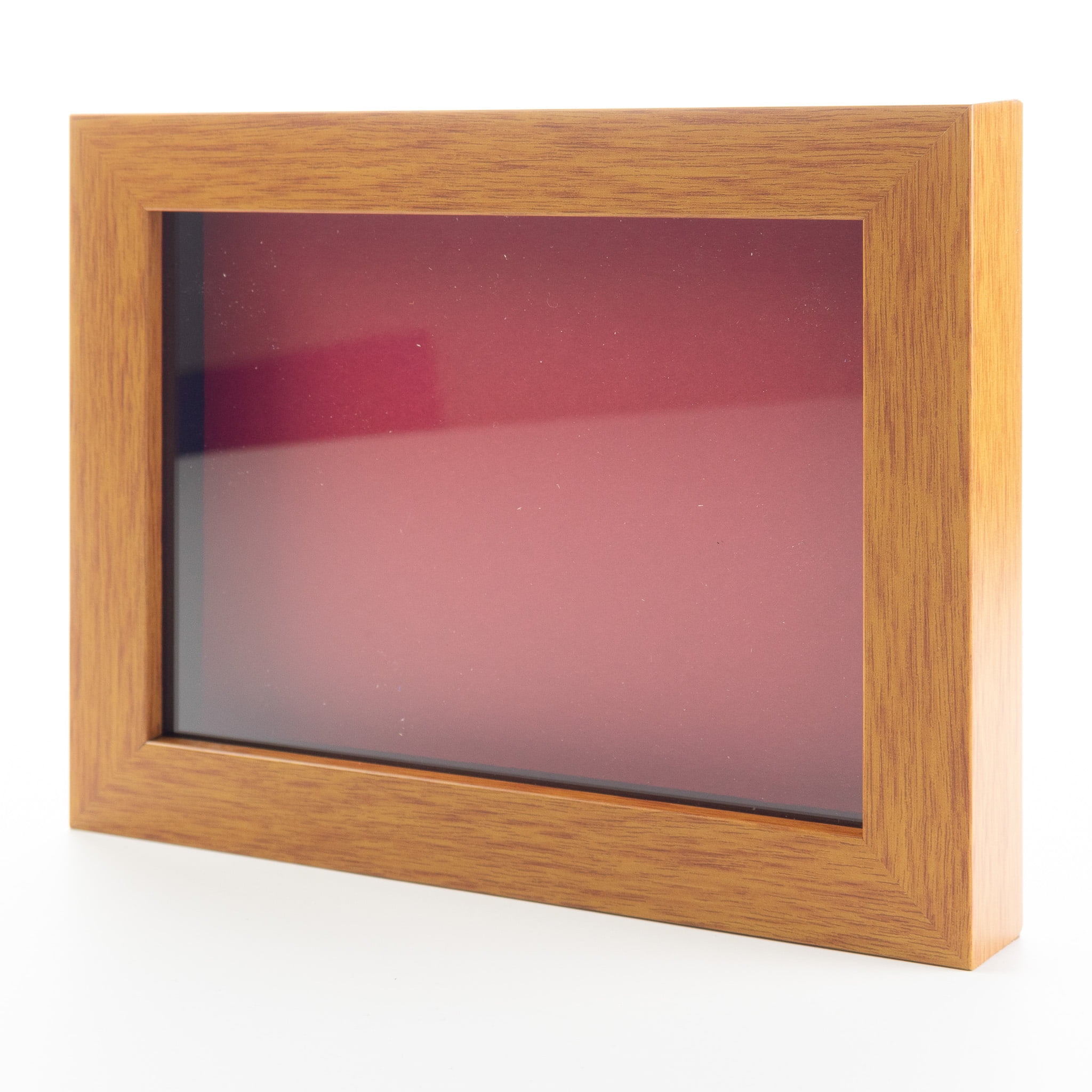 8x10 Shadow Box Frame Light Brown Real Wood with a Red Acid-Free ...